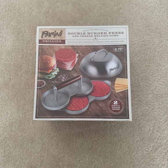Parini | Kitchen | Double Burger Press And Cheese Melting Dome Silver ...